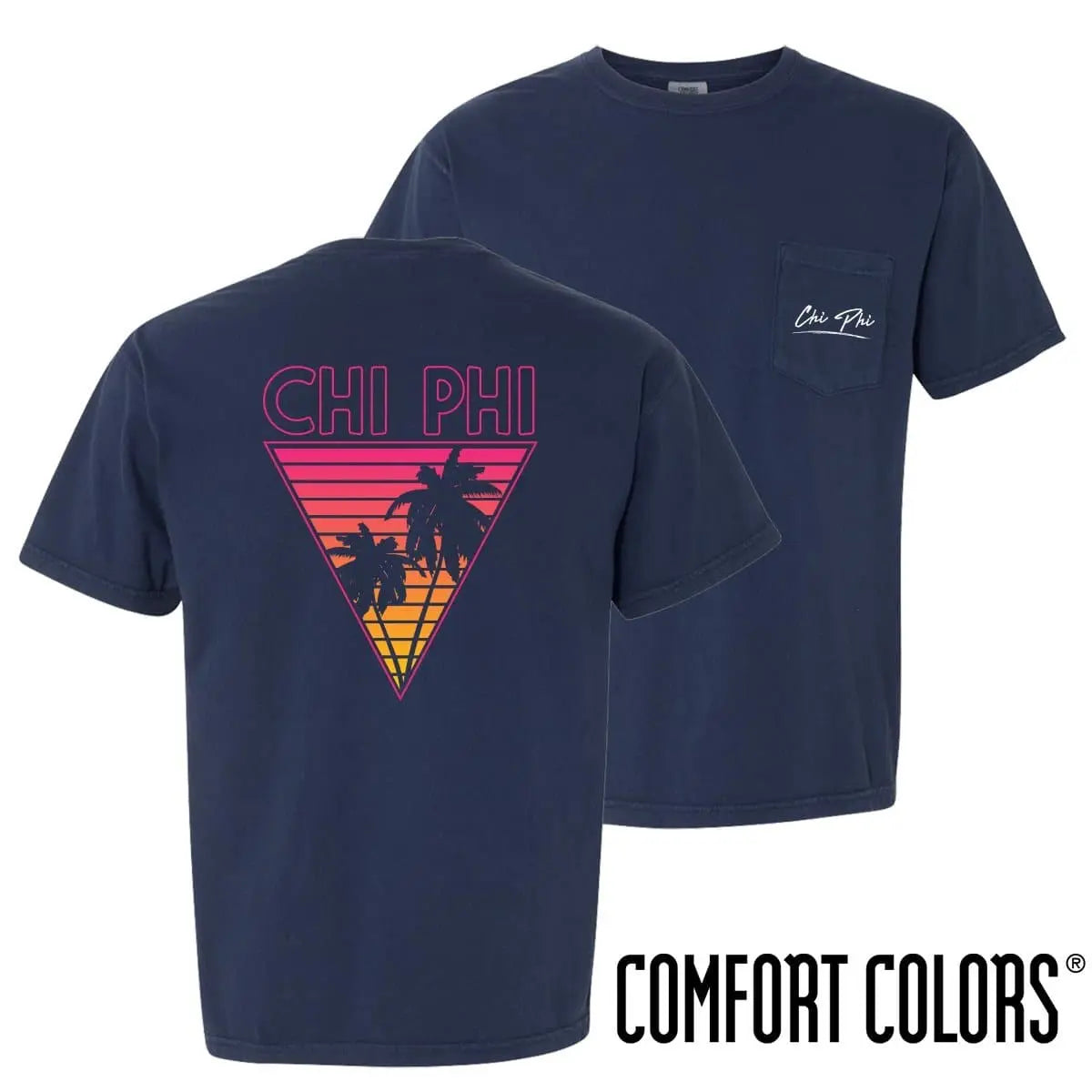 Chi Phi Comfort Colors Navy Short Sleeve Miami Pocket Tee – Chi Phi Merch